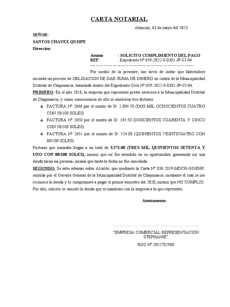 Carta Notarial | PDF