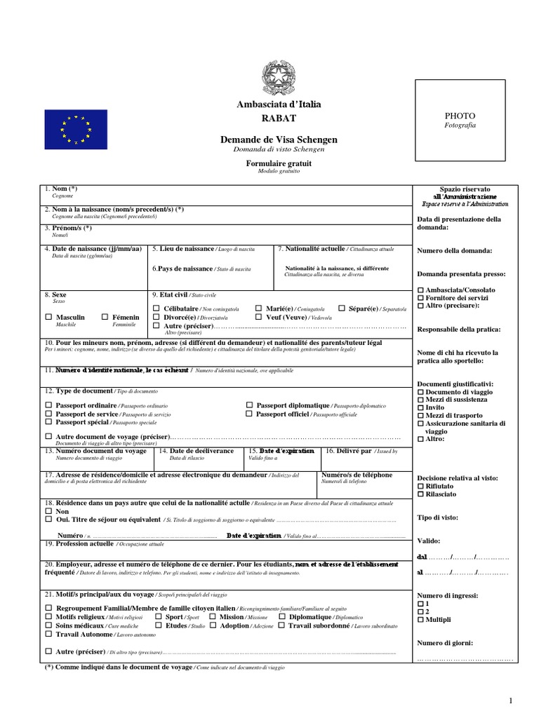 Formulario Visto Schengen Fra-Ita GDPR PDF | PDF
