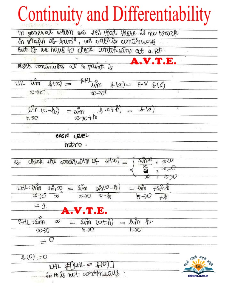 Continuity and Differentiability | PDF | Continuous Function | Logarithm