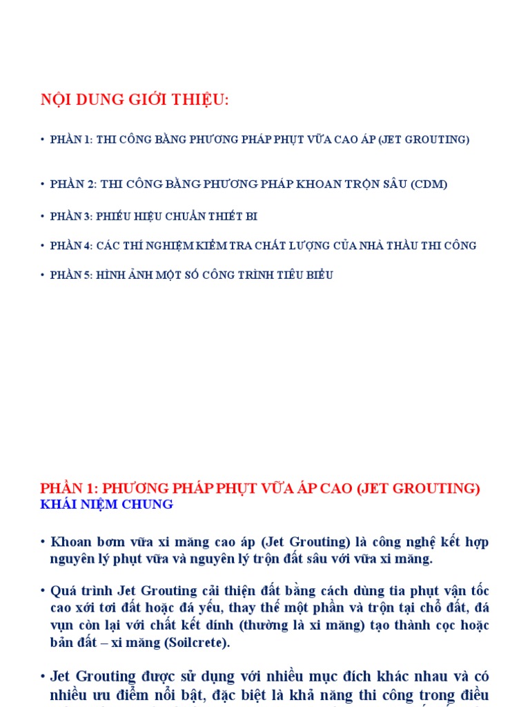 Gioi Thieu Cong Nghe Thi Cong Jet-Grounting & CDM PDF | PDF