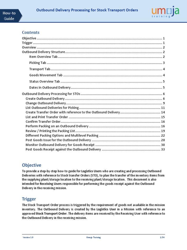 Guide to Processing Outbound Deliveries for Stock Transport Orders ... Guide to Processing Outbound Deliveries for Stock Transport Orders ...