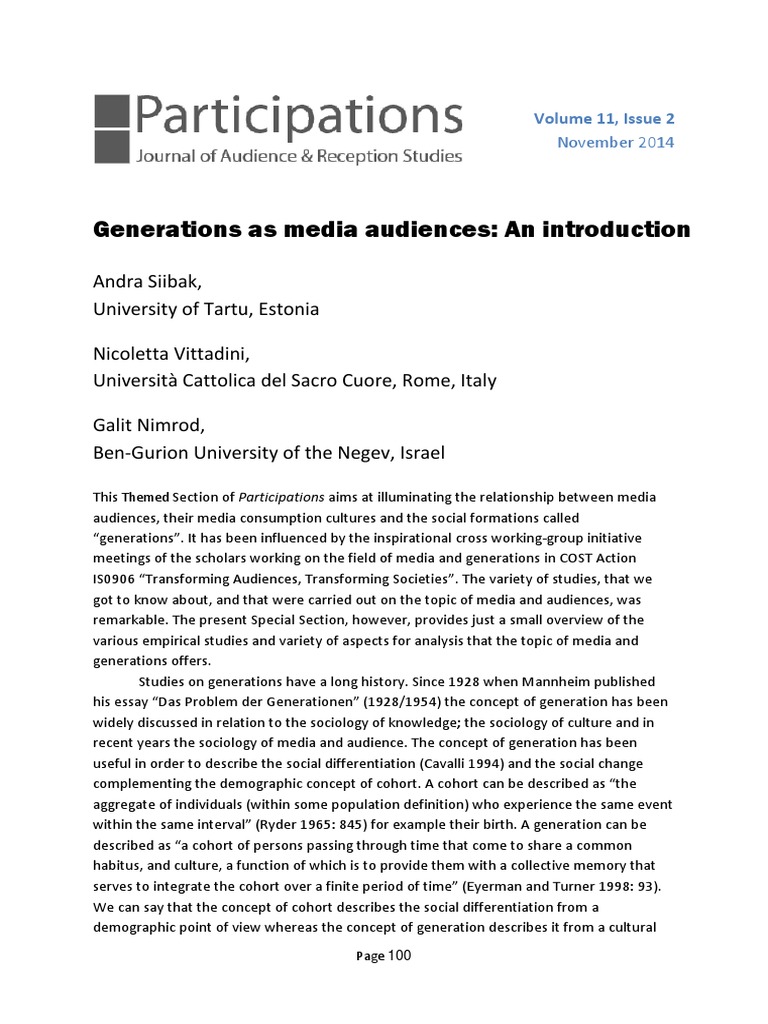 Generations As Media Audiences PDF | PDF