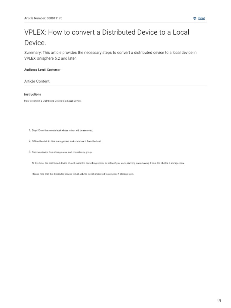 VPLEX - How To Convert A Distributed Device To A Local Device | PDF