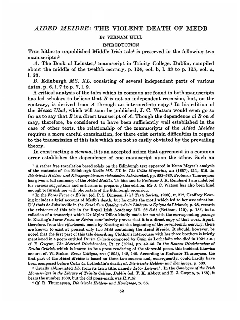 Aided Meidbe - The Violent Death of Medb (Speculum, Vol. 13, Issue 1) (1938) PDF | PDF ...
