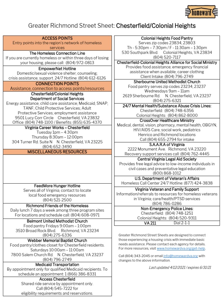 Chesterfield Street Sheet | PDF | United States Department Of Veterans ...