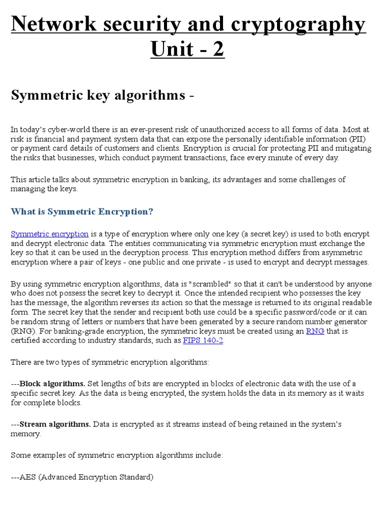 Symmetric Key Encryption in Banking | PDF | Public Key Cryptography ...