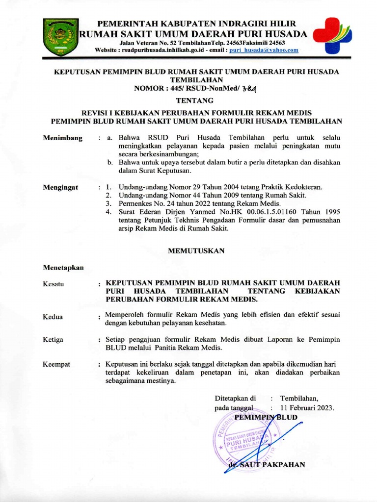 MRMIK 6 Ep 3 SK Perubahan Formulir RM | PDF