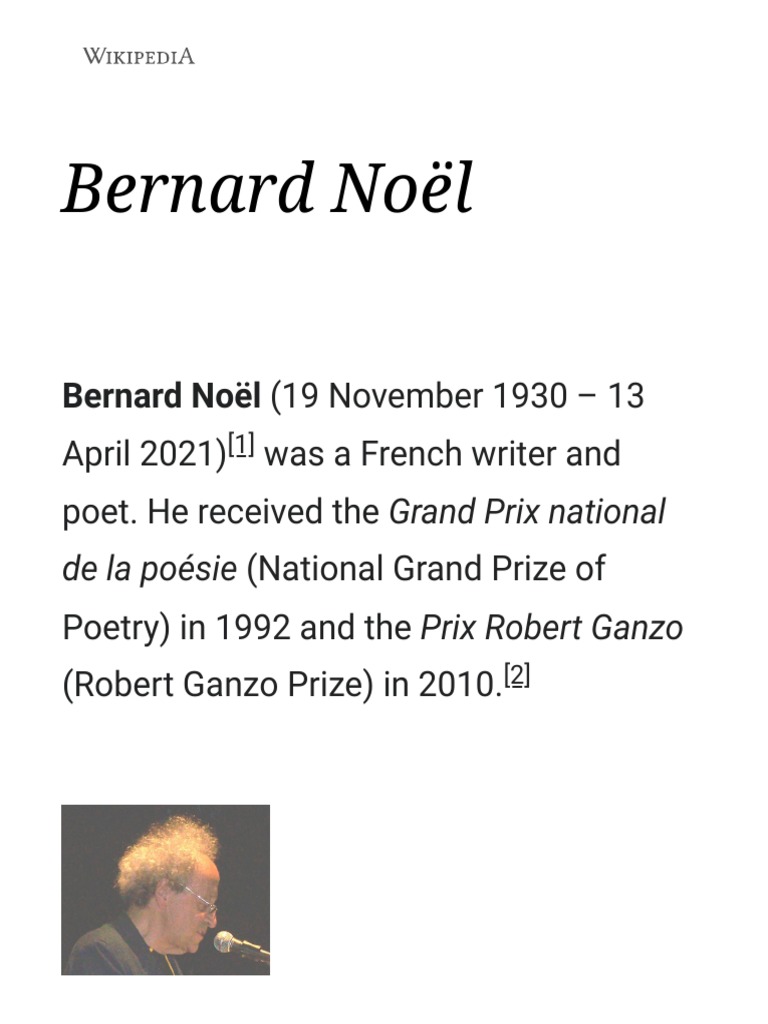 Bernard Noël - Wikipedia PDF | PDF | Poetry