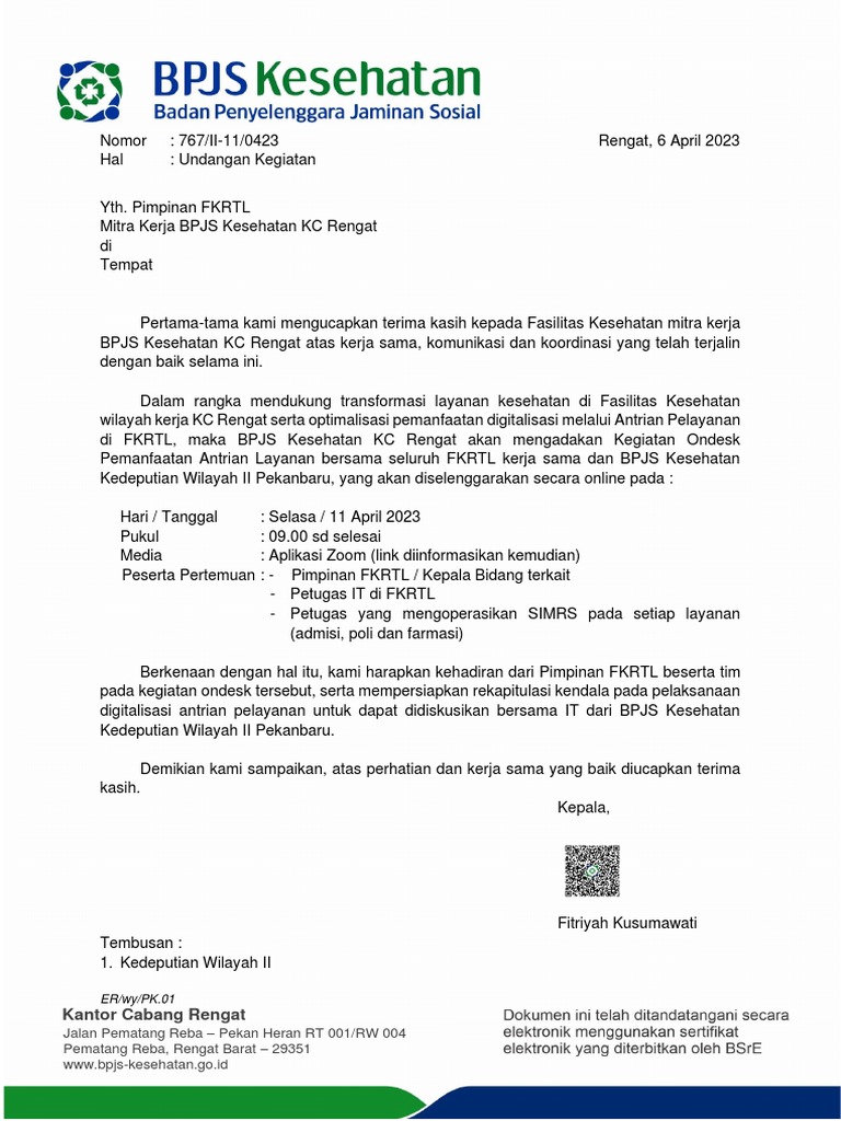 767 Undangan Antrian Online RS | PDF