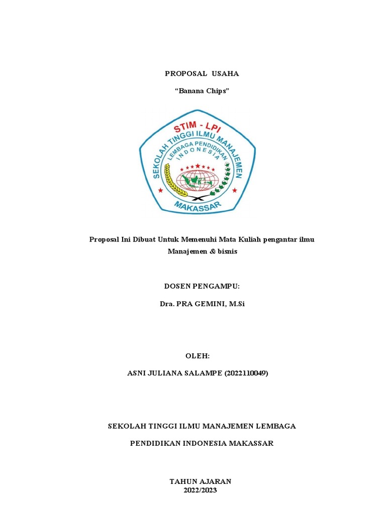 Proposal Usaha Banana Chips | PDF