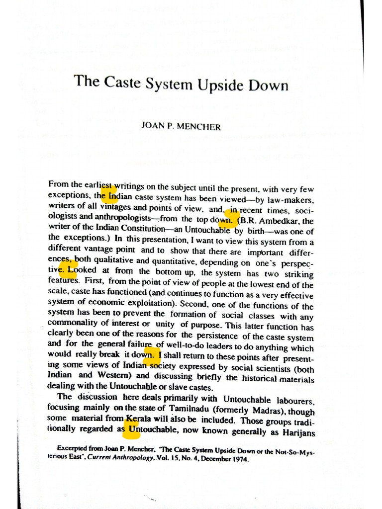 Caste System Upside Down - Agrarian Structure - Model of Agrarian Classes of India | PDF