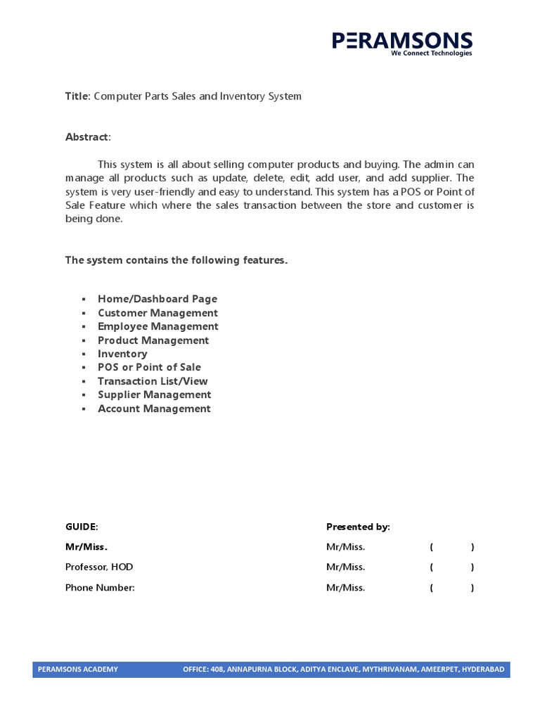 Computer Parts Sales and Inventory System | PDF | Business