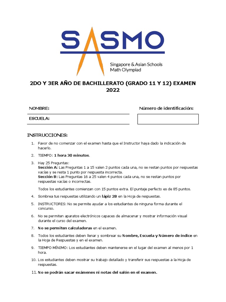 SASMO 2022 G11 Español | PDF
