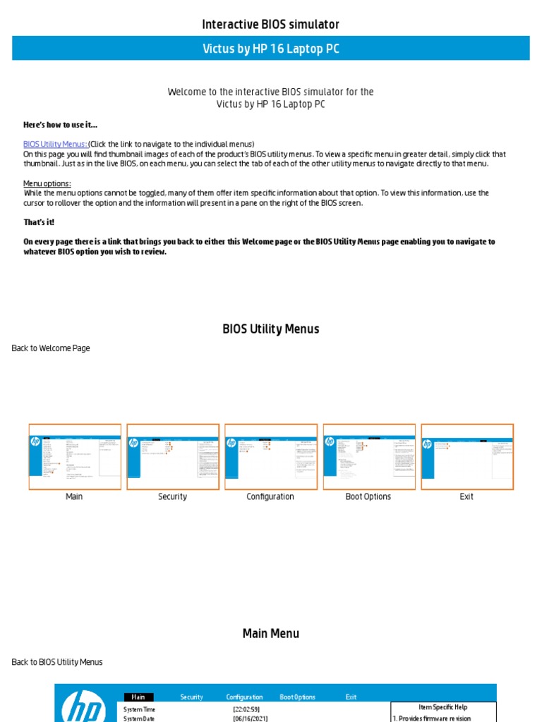 HP Victus 16 BIOS Simulator Guide | PDF | Bios | Booting