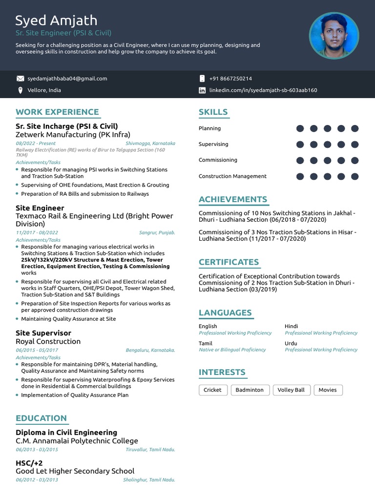 Syed's Resume | Download Free PDF | Tamil Nadu
