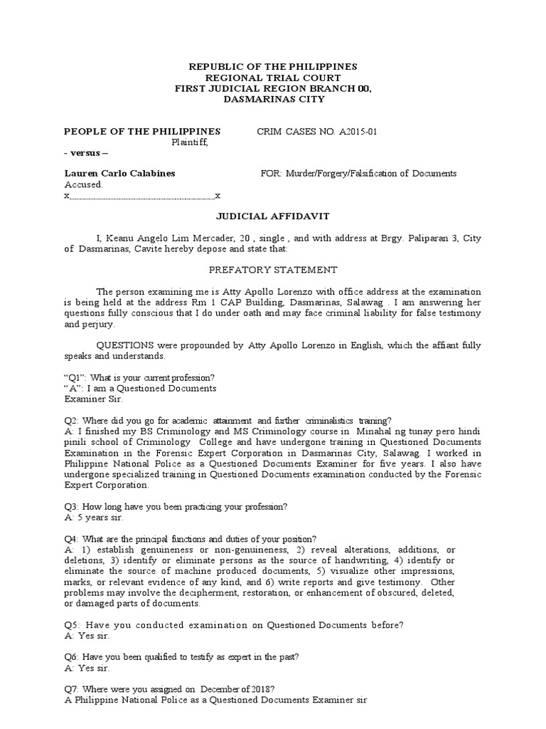 Judicial-Affidavit QDE | PDF | Affidavit | Common Law