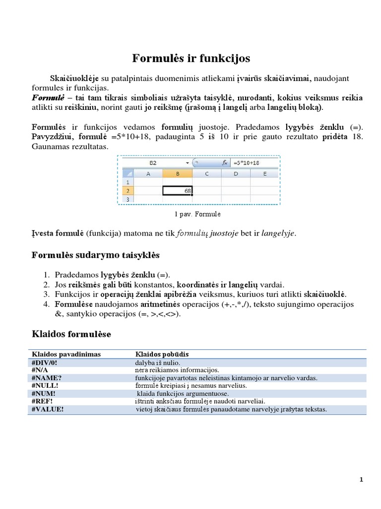Formules, Funkcijos | PDF