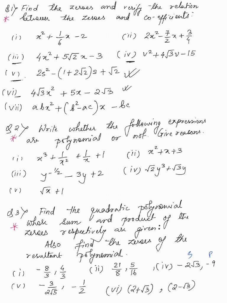 Worksheet POLYNOMIALS X - 230428 - 170217 | PDF