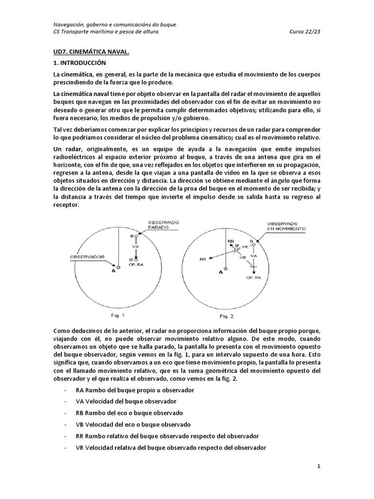 Cinemática Naval | PDF | Velocidad | Cinemática