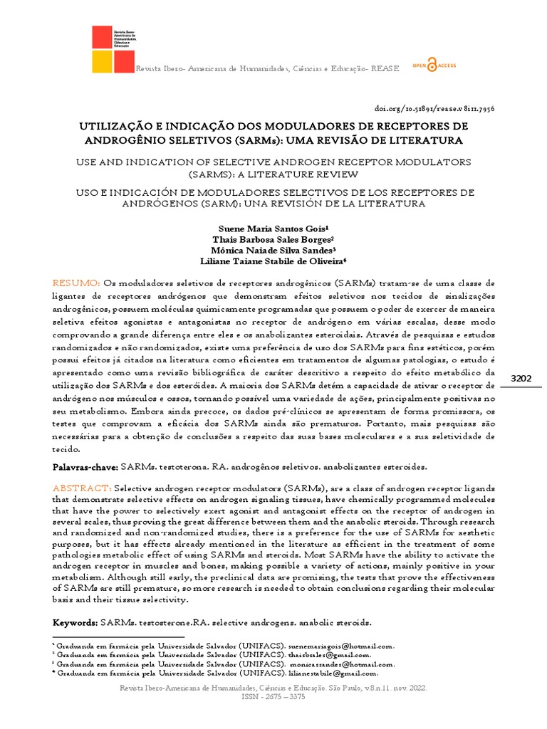 UTILIZAÇÃO E INDICAÇÃO DOS MODULADORES DE RECEPTORES DE ANDROGÊNIO ...