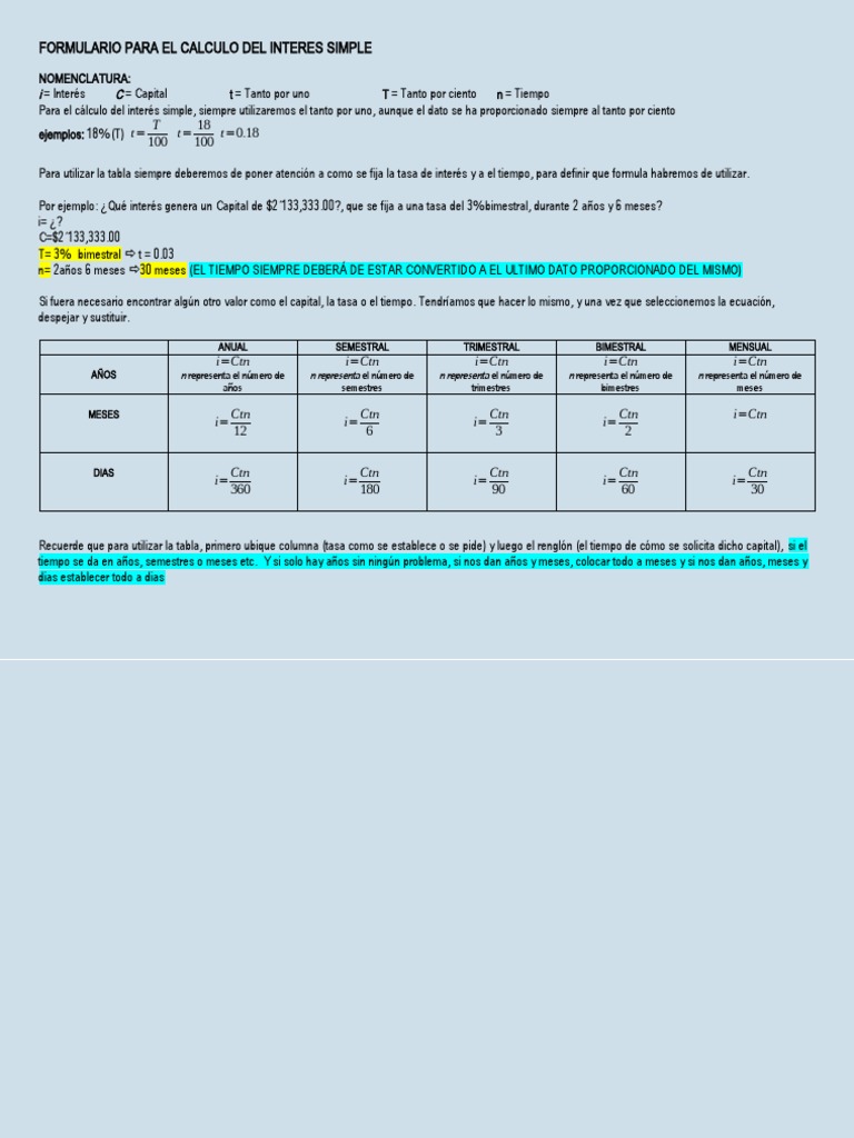 Cálculo de Interés Simple: Guía y Ejemplos | PDF