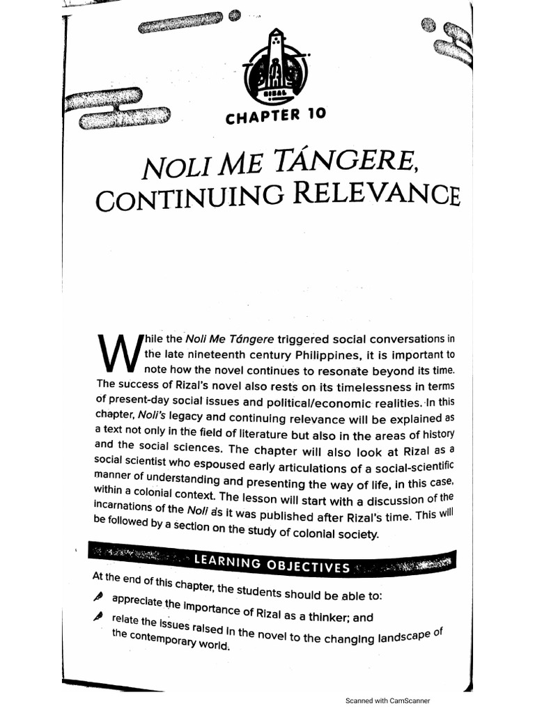 Chapter 10 - Noli Me Tangere Continuing Relevance | PDF