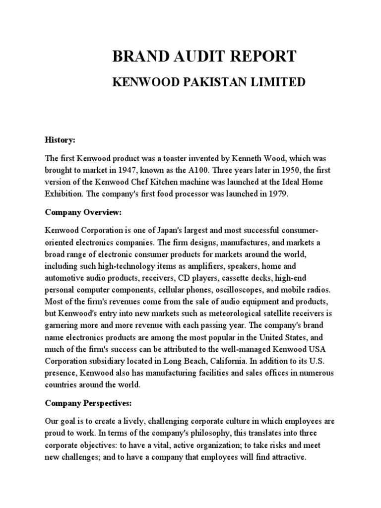 BRAND AUDIT REPORT Kenwood | PDF | Brand | Retail