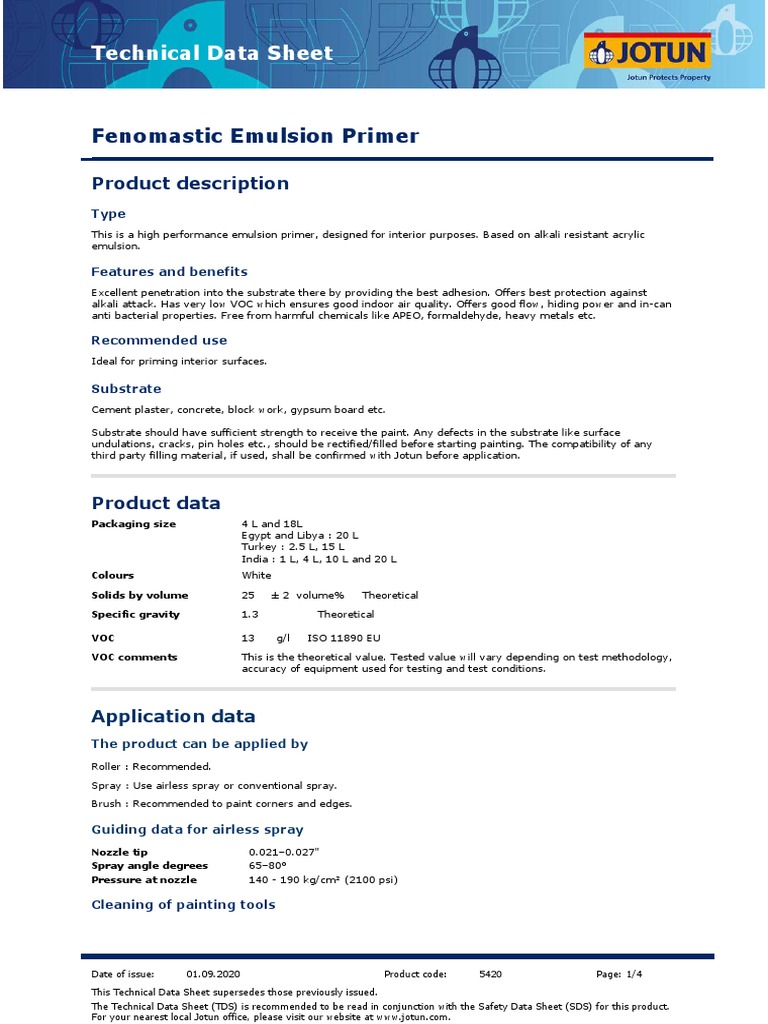 FENOMASTIC Emulsion Primer | PDF | Paint | Industrial Processes