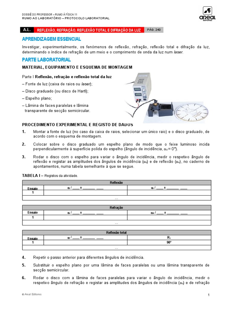 Ae rf11 Plab Reflx Refra Difr Luz | PDF | Difração | Reflexão (Física)