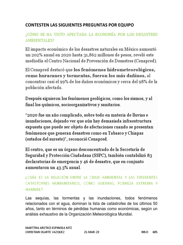 Preguntas de La Guia Inso Conalep | PDF | Desastres naturales | Inundar