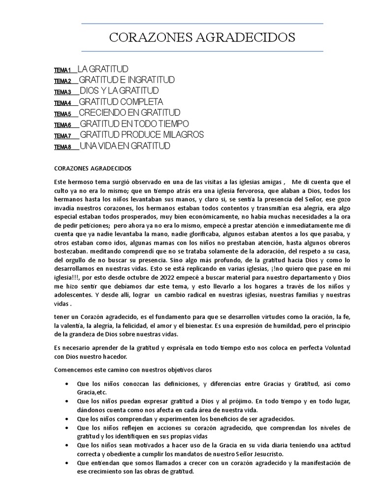 Corazones Agradecidos en la Fe | PDF | Gratitud