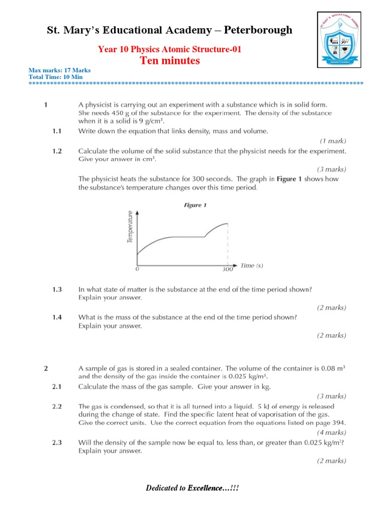 Yr 10 Phy 19 - 20 April 2023 Atomic Structure-01 CT Qs | PDF