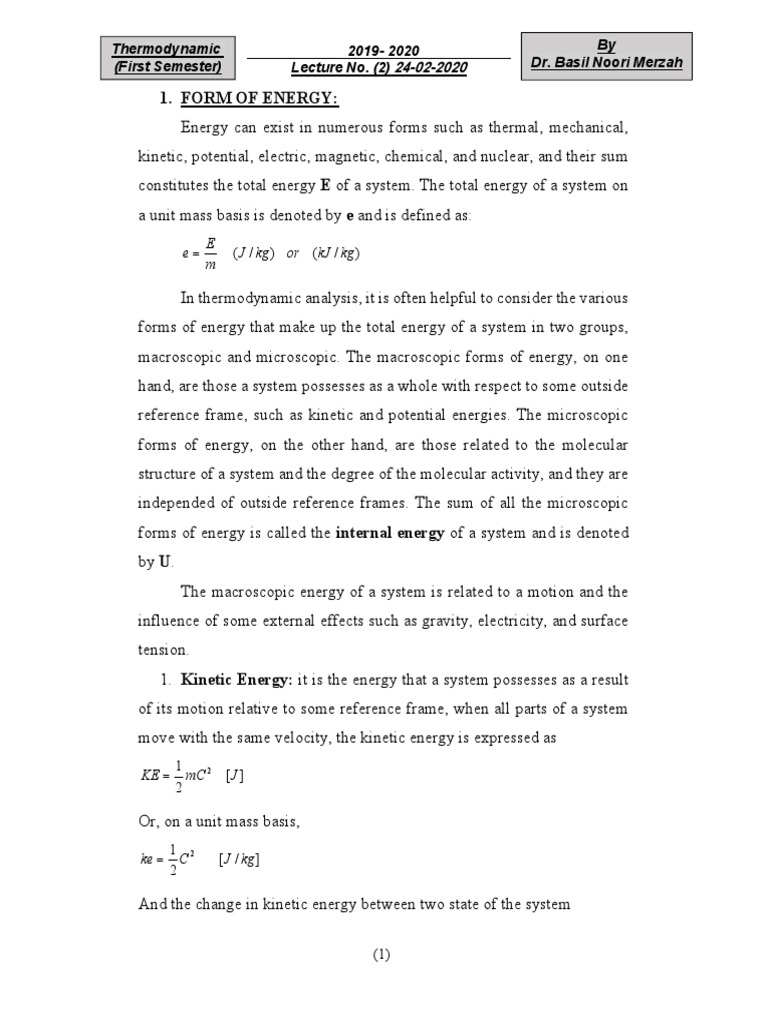 Lecture (2) Thermodynamics Systems | PDF | Temperature | Liquids