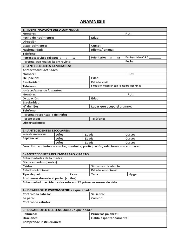 anamnesis abreviada | PDF | Medicina CLINICA | Enfermedades y trastornos