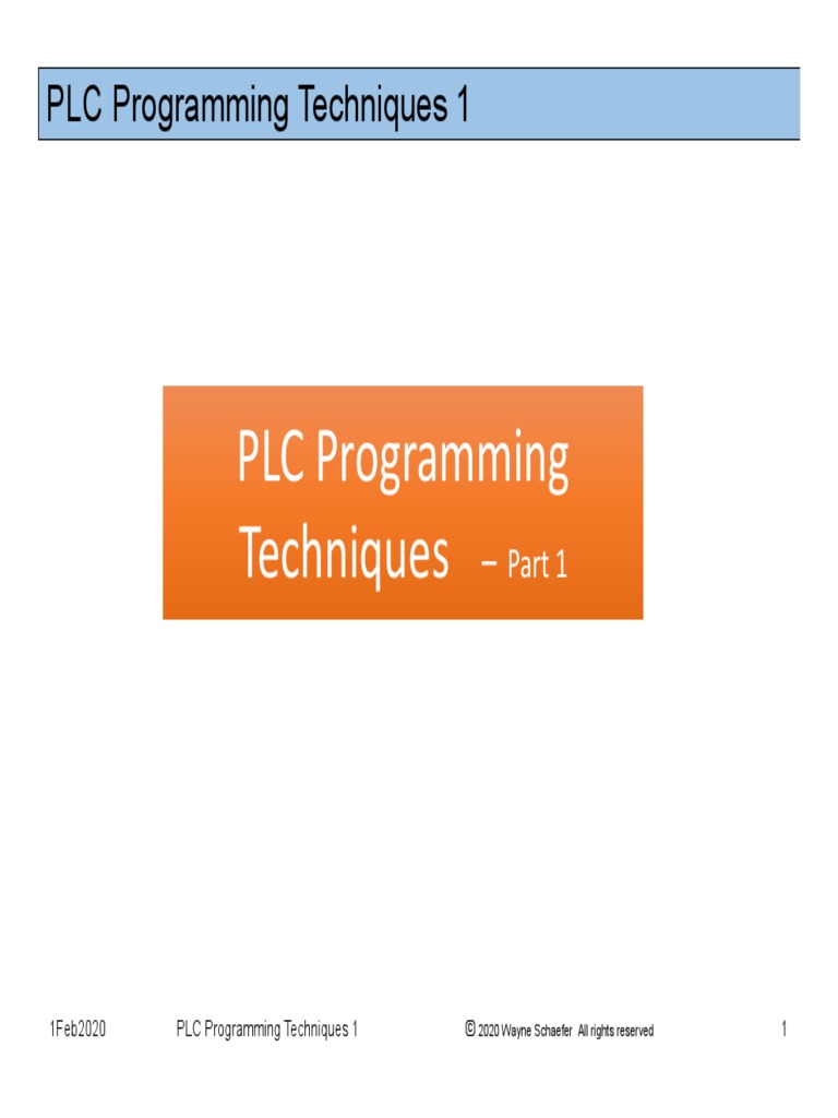 Plc Programming Techniques Part 1 Pdf Programmable Logic Controller Boolean Algebra