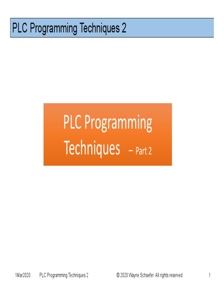PLC Programming Techniques - Part 2 | PDF | Programmable Logic Controller | Computer Programming