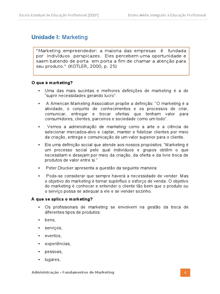 Apostila Fundamentos de Marketing - Aula 01 | PDF | Marketing ...
