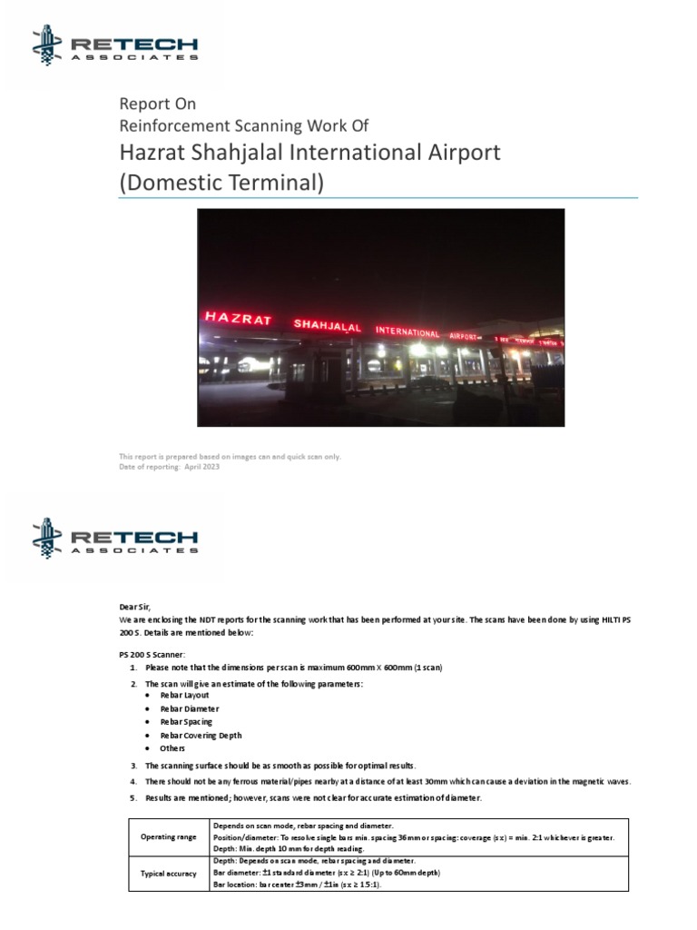 HILTI Ferro/Rebar Scanning Report of HSIA Domestic Terminal. | PDF ...