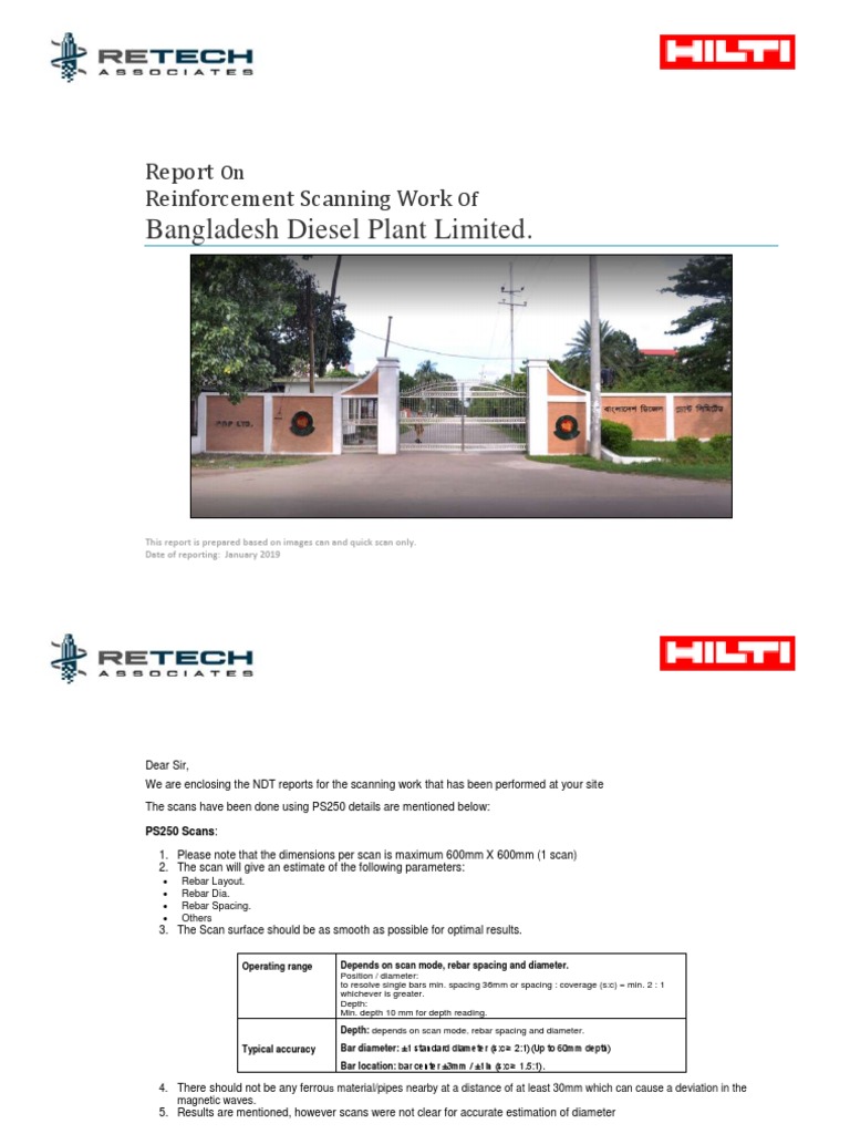 Ferro/Rebar Scanning Report For Bangladesh Diesel Plant Ltd. | PDF ...