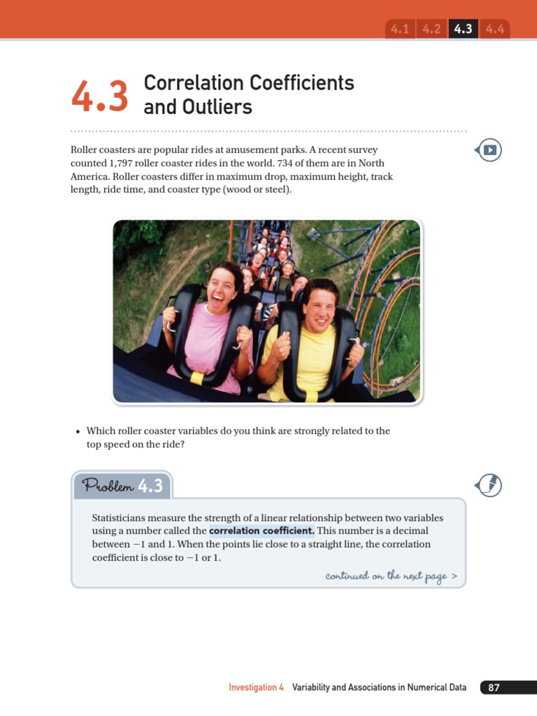 4.3 Correlation Coefficients and Outliers PDF | PDF | Scatter Plot ...