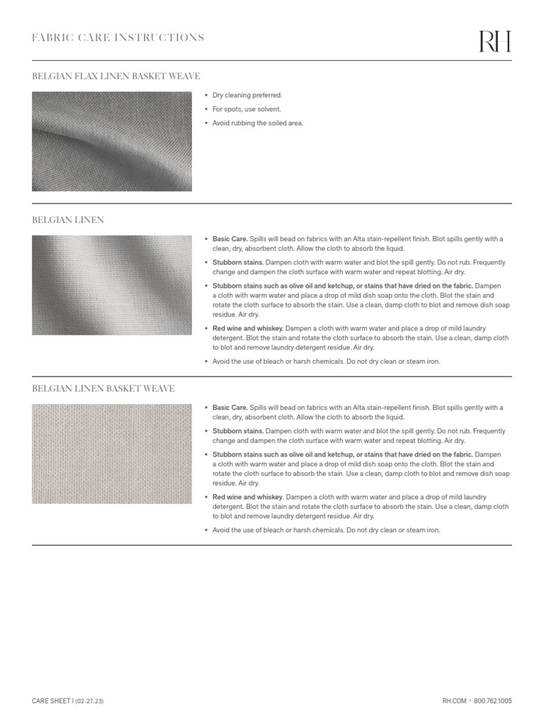 Fabric Care Instructions en-US | PDF | Linens | Textiles