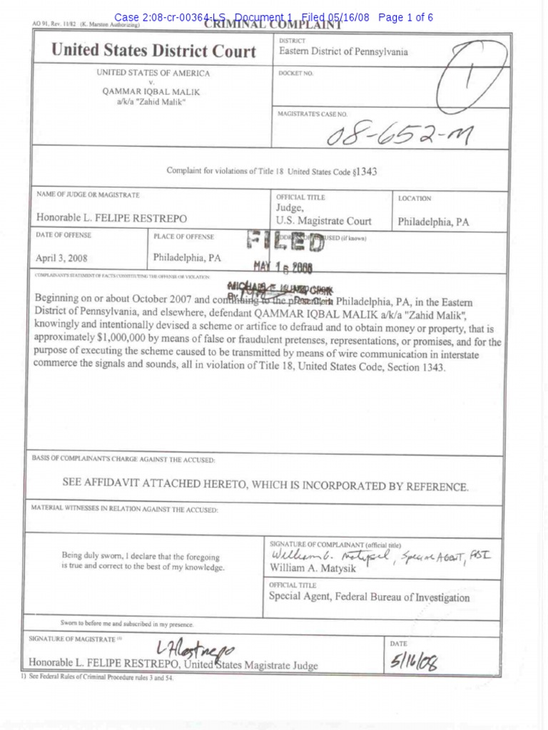FBI Criminal Complaint | PDF