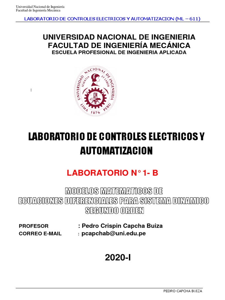 Lab 1b.-Modelo Matem Sistema Dinamco | PDF | Automatización | Ecuaciones