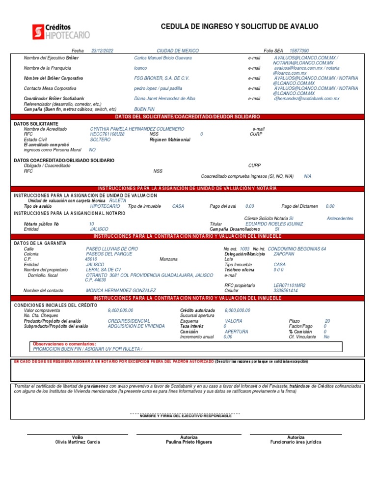 Solicitud Avalúo Hipotecario CDMX | PDF | Sector privado | Servicios financieros