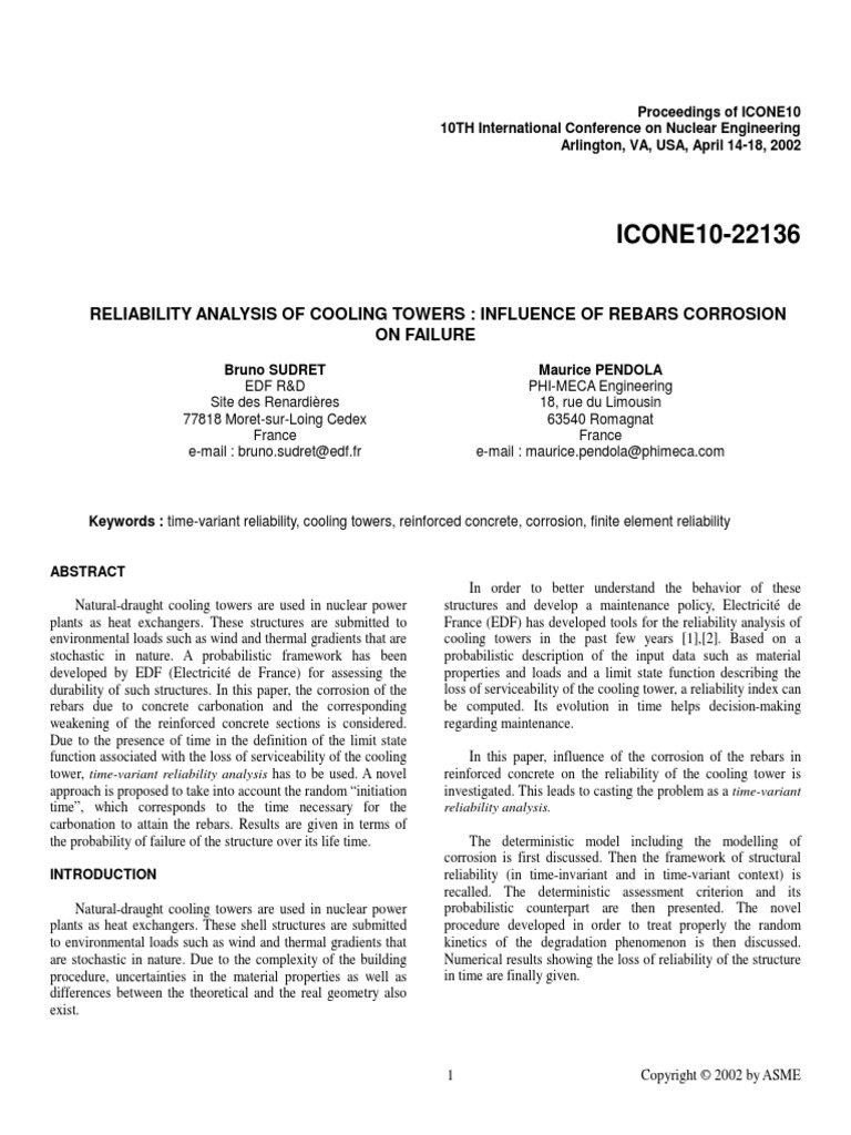 Reliability Analysis of Cooling Towers I | PDF | Reliability ...