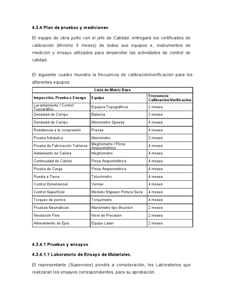 Plan de Pruebas y Mediciones GESTION | PDF | Medida de presión | Science