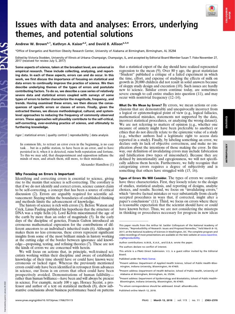 Brown Et Al (2018) Problemas y Errores Con Datos | PDF