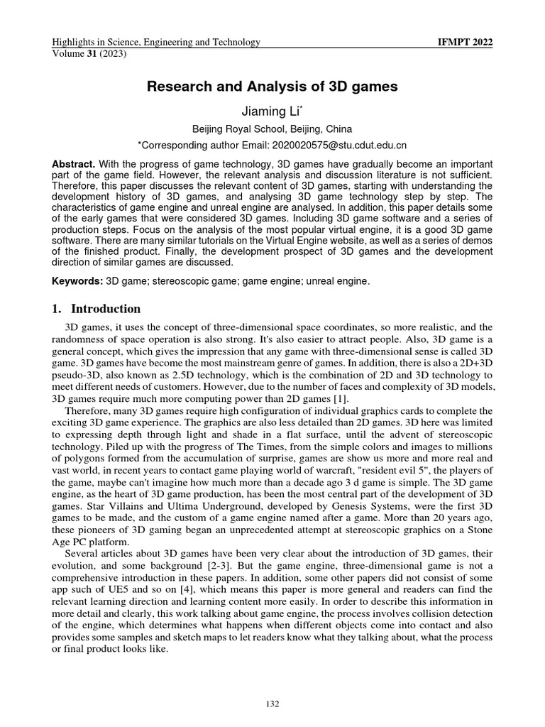 3D Game Technology and Development Insights | PDF | Stereoscopy | 3 D ...