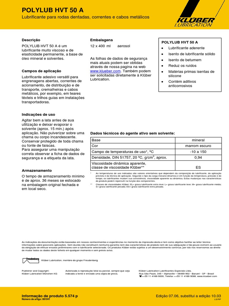 POLYLUB HVT 50 A-Pt | PDF | Materiais | Química