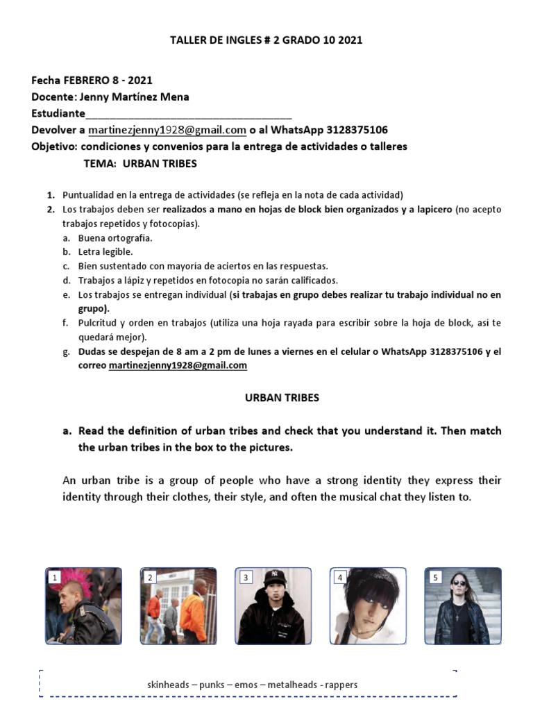 TALLER # 2 DE INGLÉS GRADO 10°.pdf | PDF | North American Styles Of ...